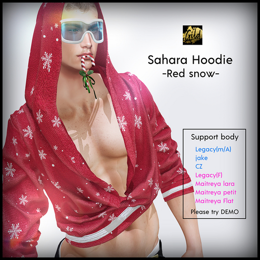 Second Life Marketplace - [Gild] Sahara hoodie_Red snow